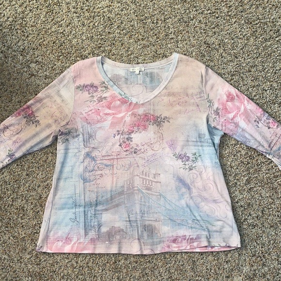 xcit usa | Tops | Pastel Print Top With Nailhead Details | Poshmark